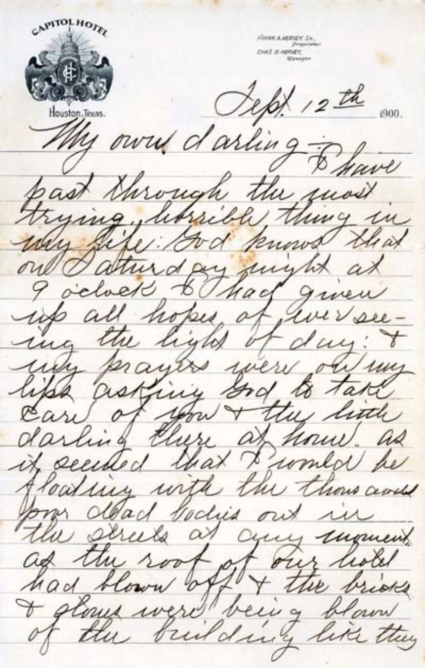 91-0012 1900 Storm Letter | Galveston & Texas History Center